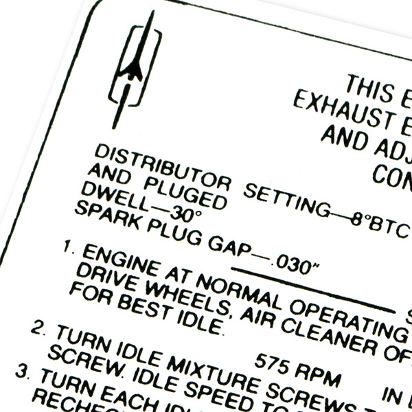 1968 Oldsmobile Cutlass/442/F85 400-4V AT A BODY EMISSION DECAL OV ...