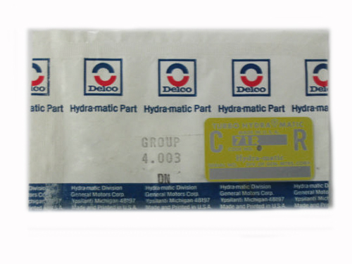 1971 Chevrolet Corvette AUTOMATIC TRANSMISSION TAG - CR YELLOW (HP ...