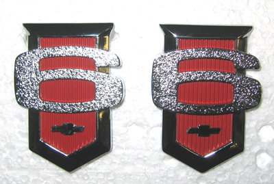 1963 Chevrolet Nova/Chevy II FRONT FENDER EMBLEM (6 CYLINDER) RED - PR ...