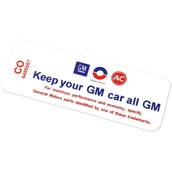 1969 Chevrolet Camaro DC0052 250/155 KEEP YOUR GM ALL GM DECAL CO ...